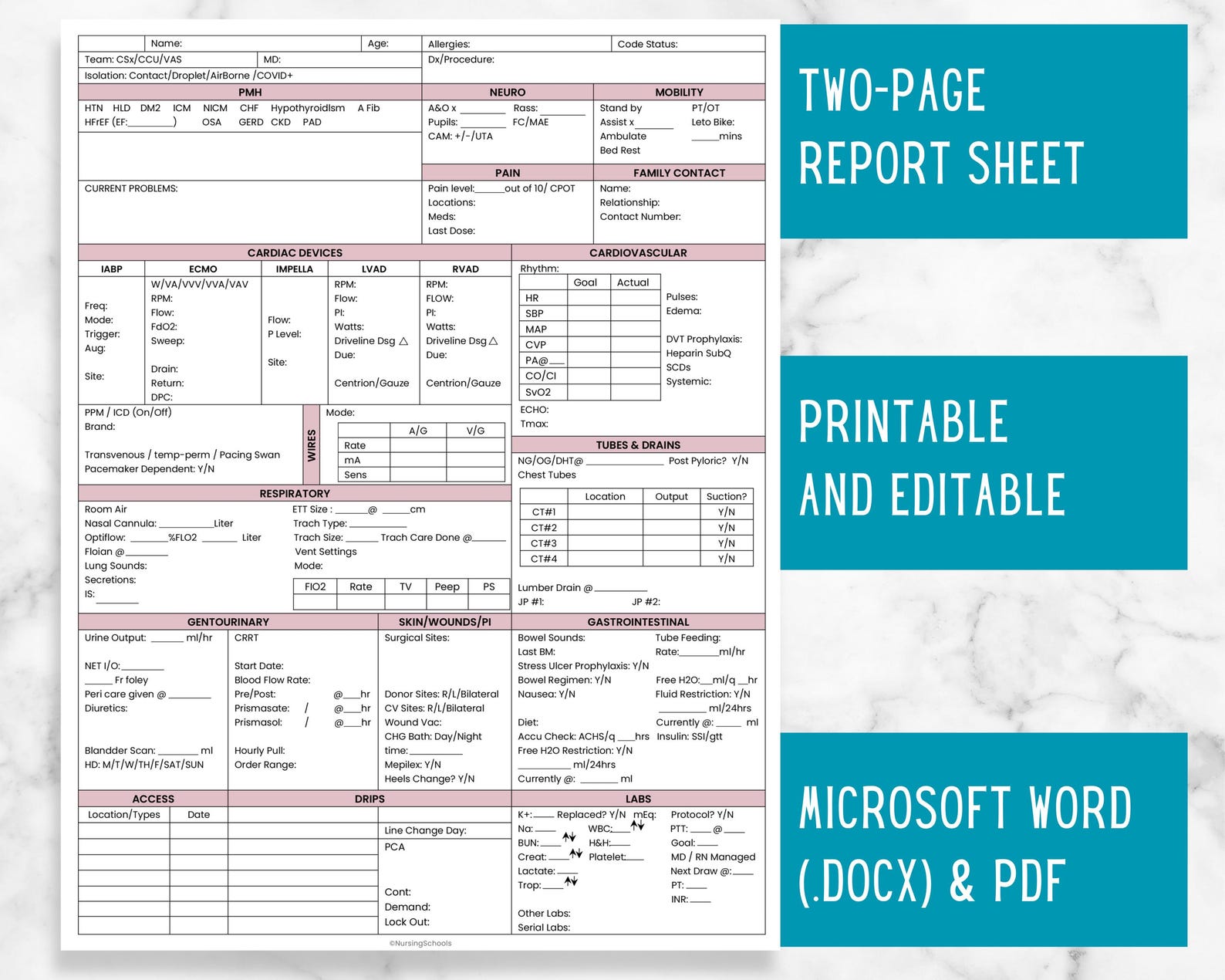 Icu Nurse Report Sheet For Cvicu Critical Care Cticu Handoff Report