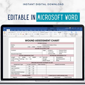 Wound Assessment Chart for Nurses, Medical Wound Care, Wound Management ...