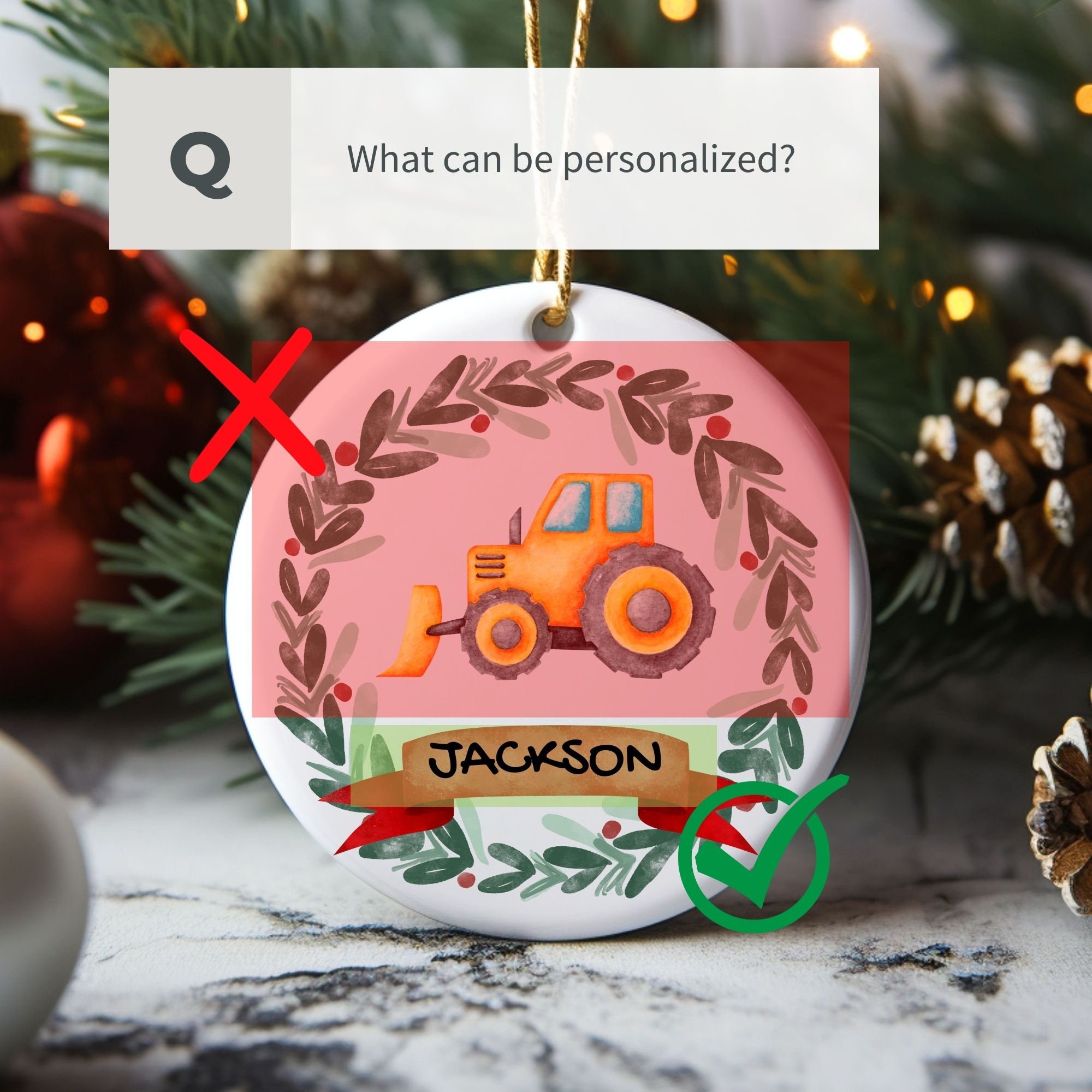 Bulldozer Christmas Ornament, Bulldozer Yellow Christmas Ornament ...