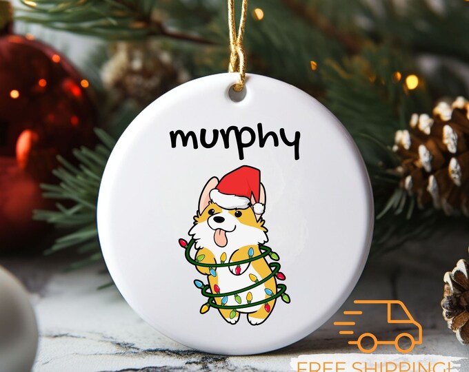 Personalized Corgi Ornament, Corgi Christmas Gift, Corgi Christmas ...