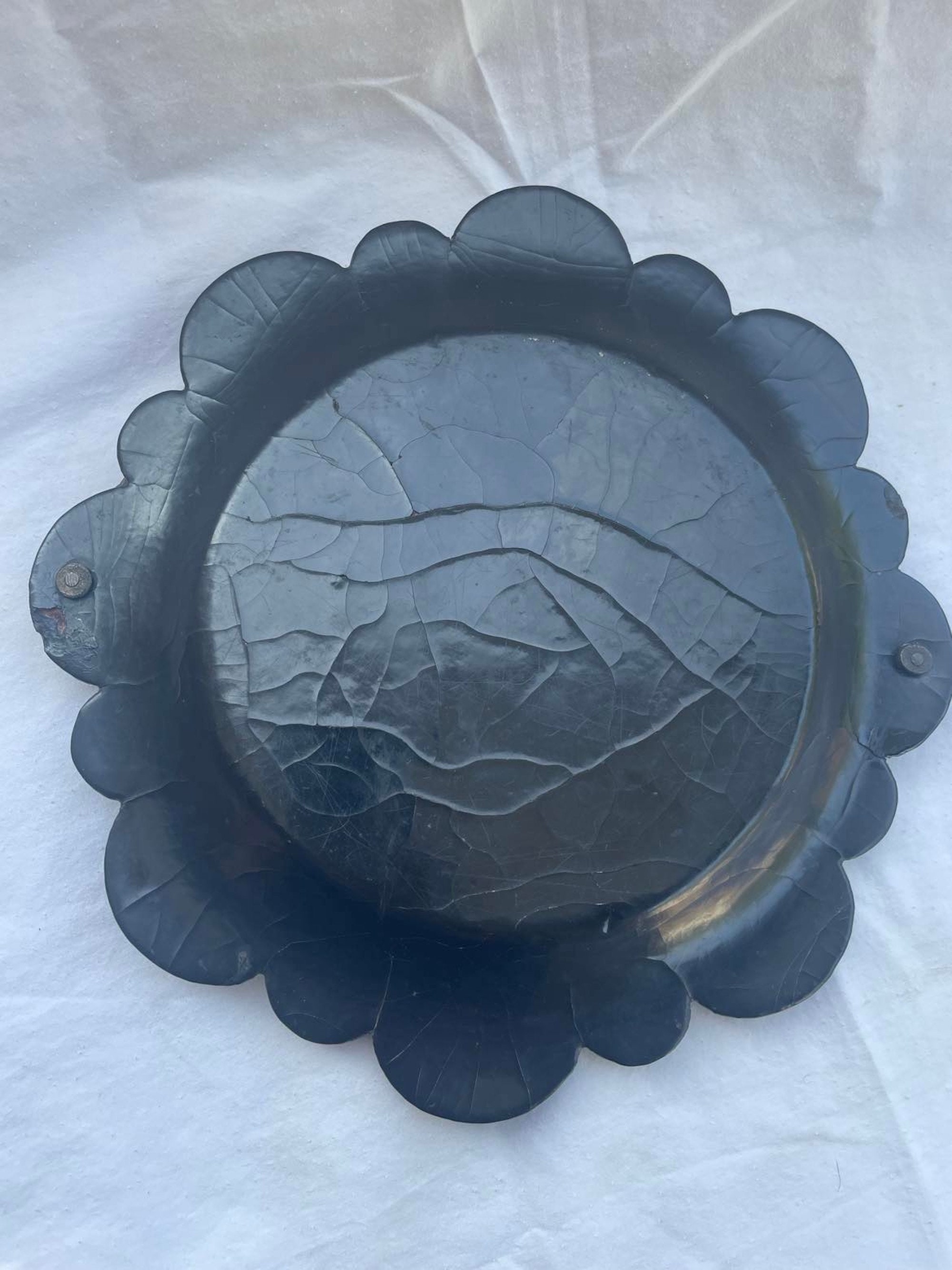 19th Century Antique Gothic Paper Mache Handled Basket With Gothic ...