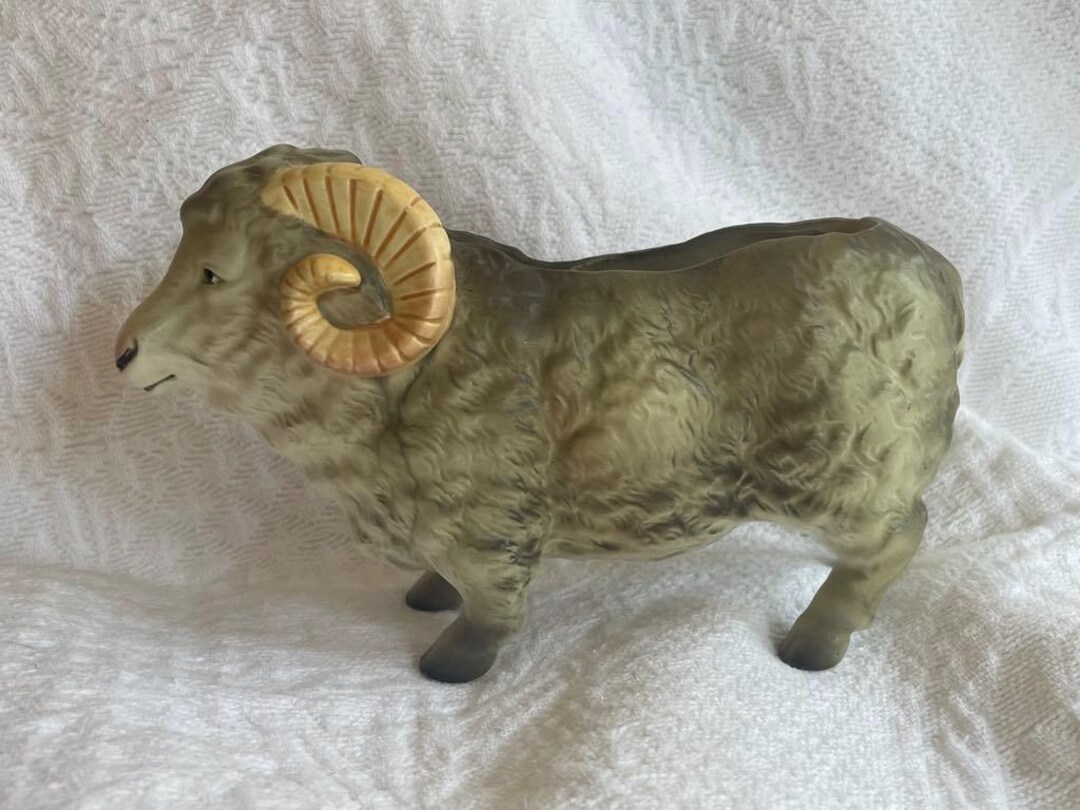 Antique Porcelain Ram - Pin Cushion or Planter? - Etsy
