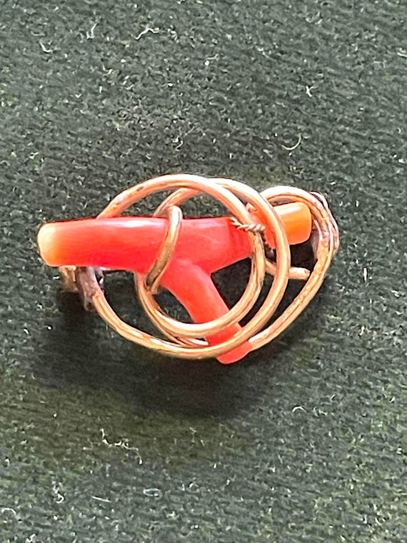 Antique Small Pink Coral Pin - Gem