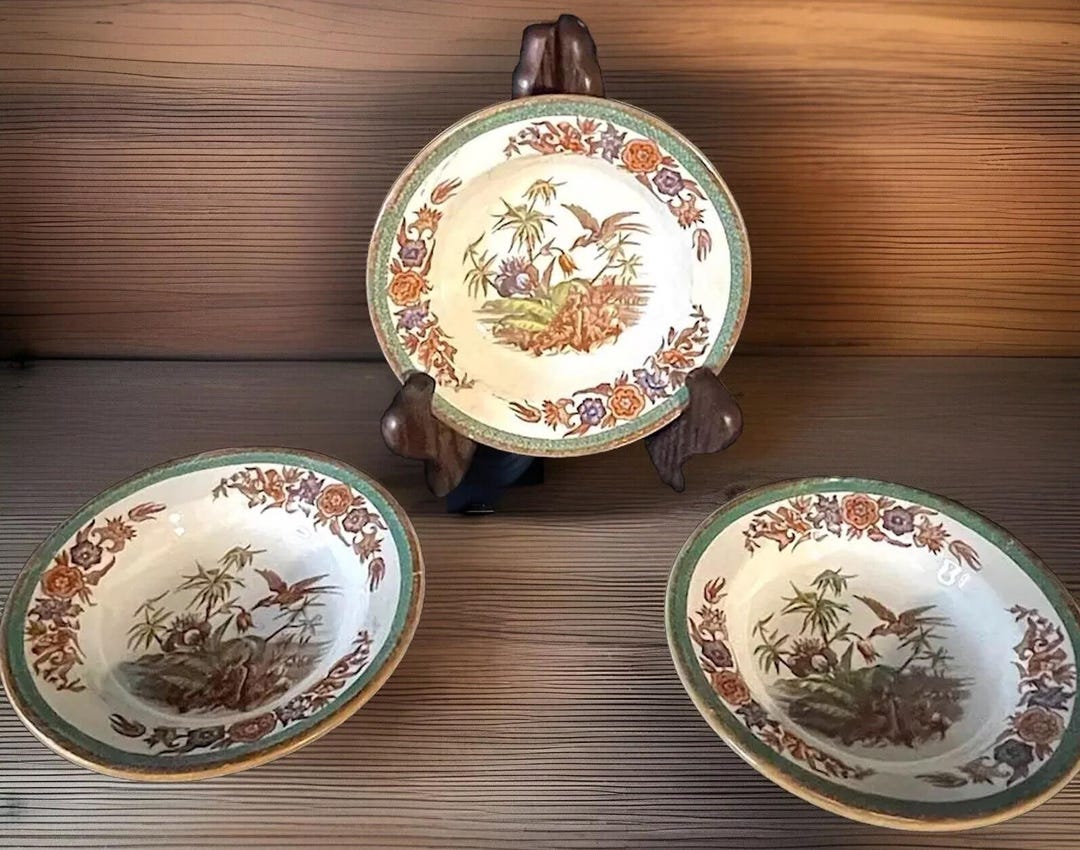 Set of Antique Heinrich - H&C - BAMBOO PATTERN Stoneware Berry Bowls - Etsy