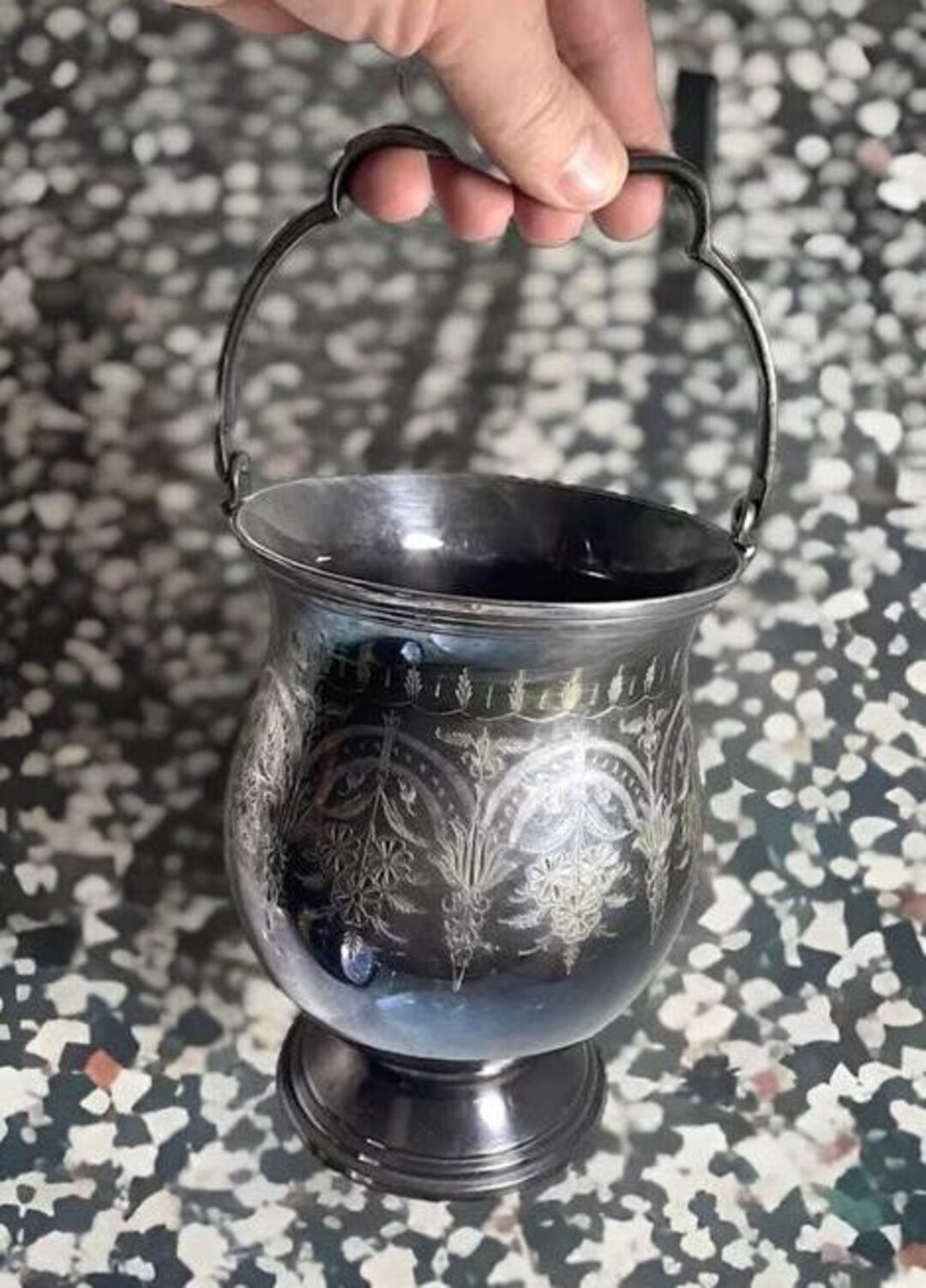 Antique Small Silverplate Ice Bucket With Tongs - Etsy