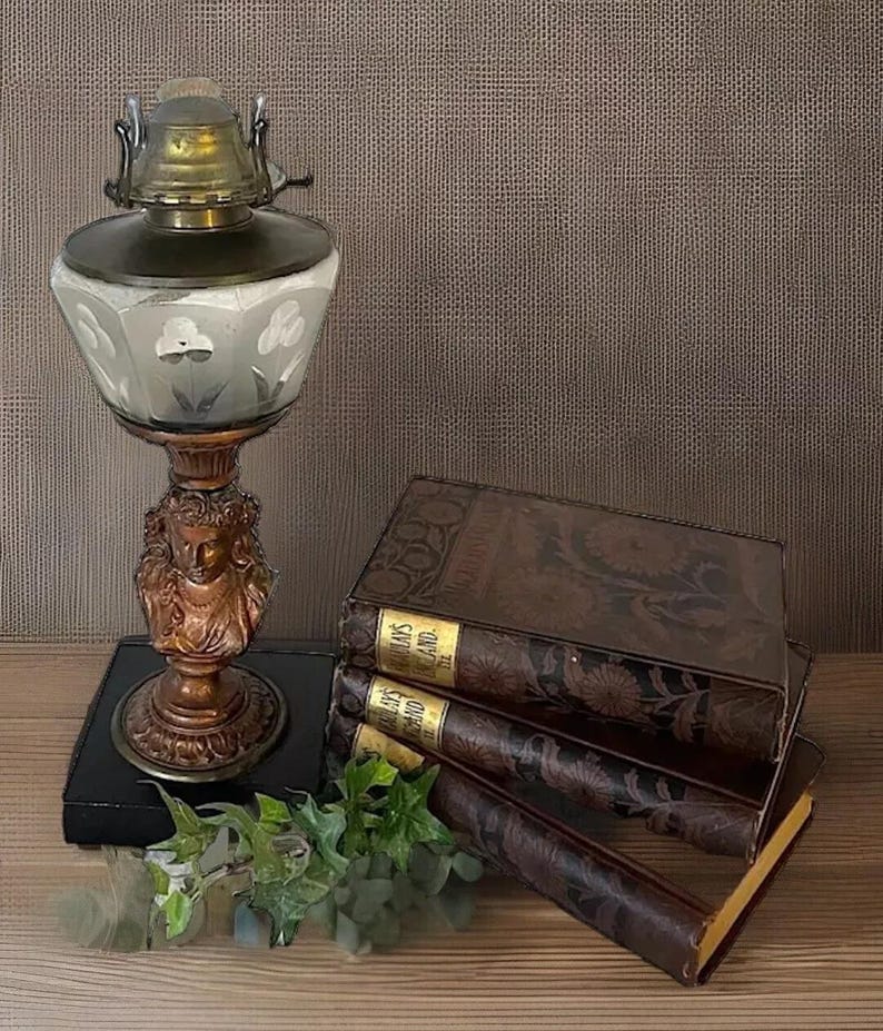Antique Queen Anne Oil Lamp With Figural Base - Etsy