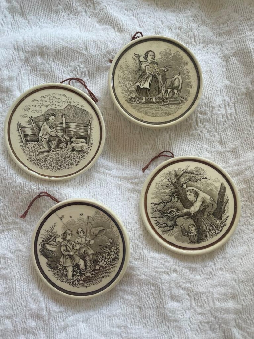 Set of 4 Antique Vintage German Transferware Wall Hangings - Etsy