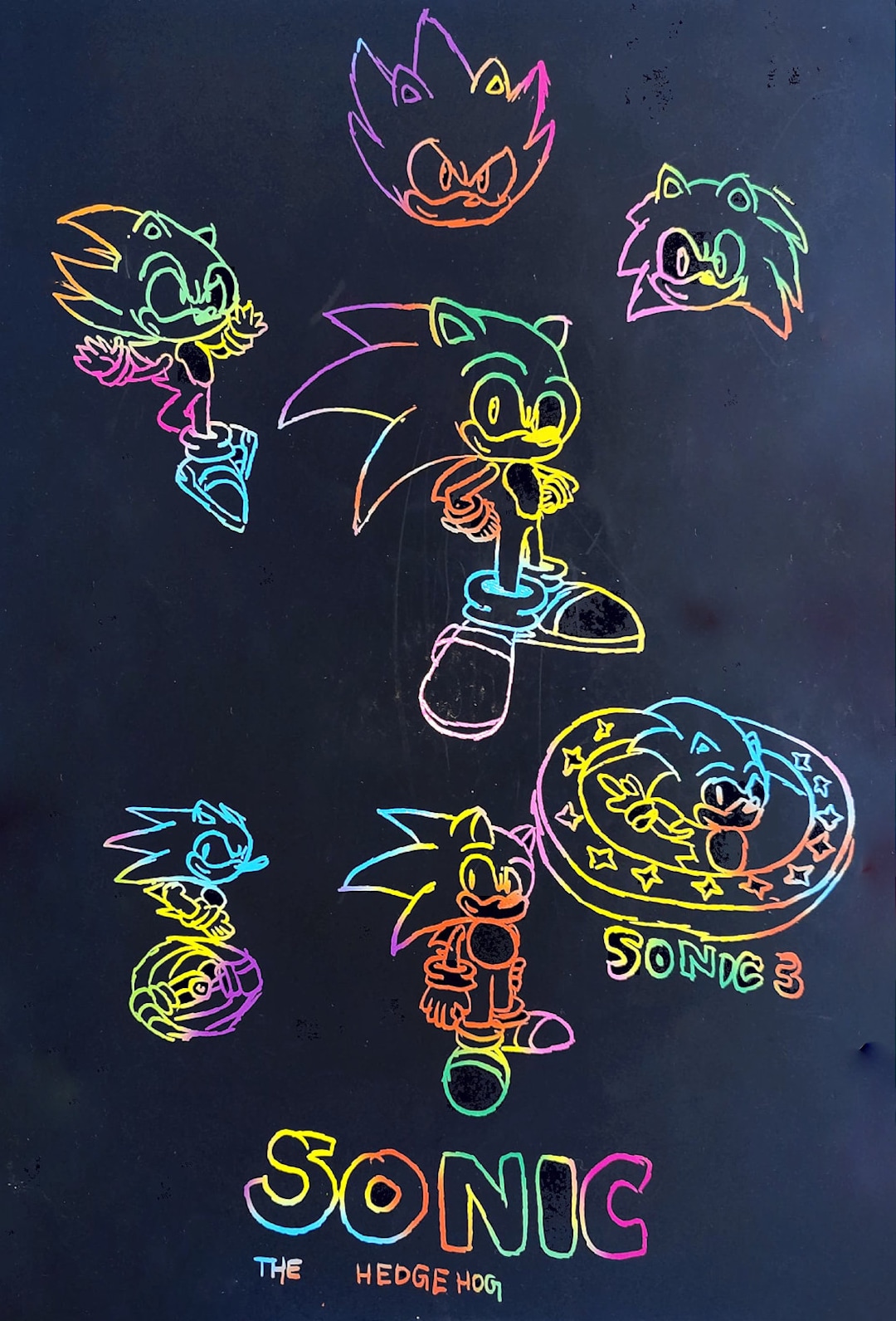 Sonic the Hedgehog Magic Drawing on Black Page - Etsy UK