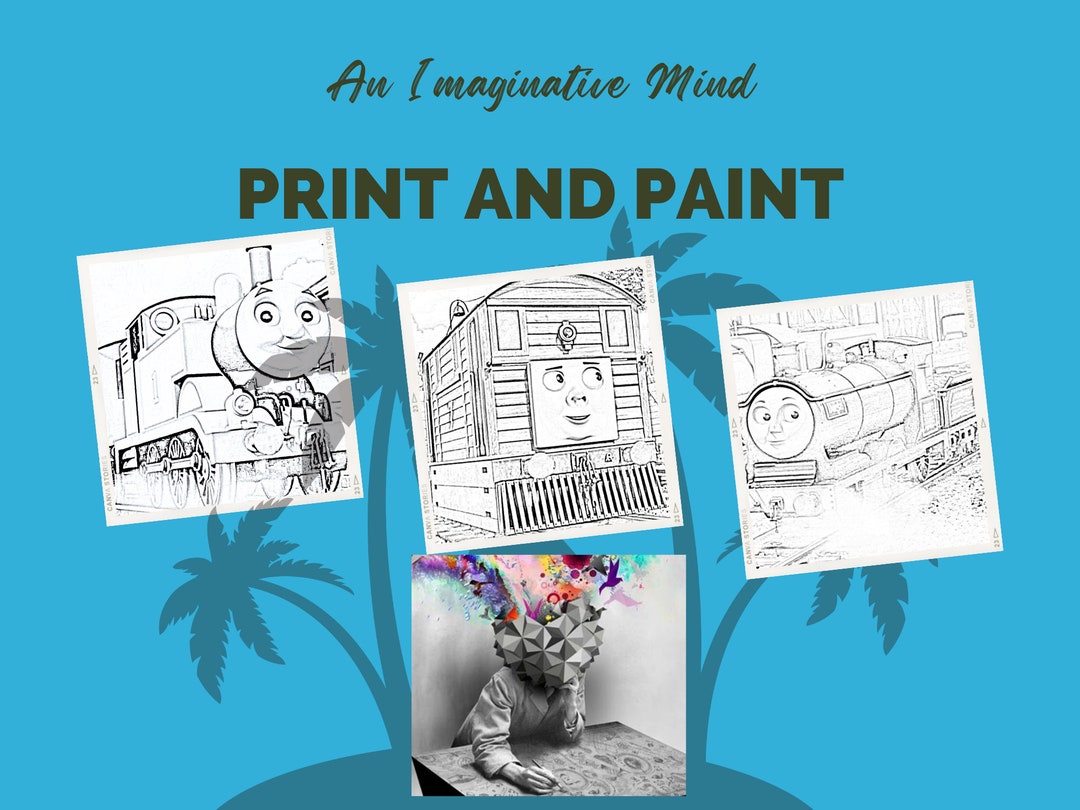 Ten Thomas Carton Characters in Black and White for Coloring - Etsy