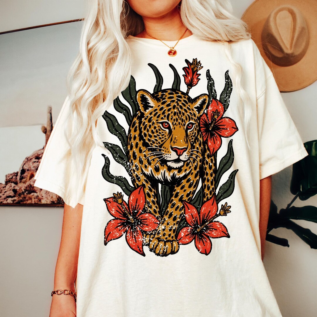 Comfort Colors Leopard Graphic Tee: Retro Boho Unisex Shirt - Etsy UK