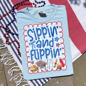 Comfort Colors® Sippin and Flippin Summer Shirt Summer Summer Tee Shirt ...