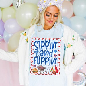 Comfort Colors® Sippin and Flippin Summer Shirt Summer Summer Tee Shirt ...