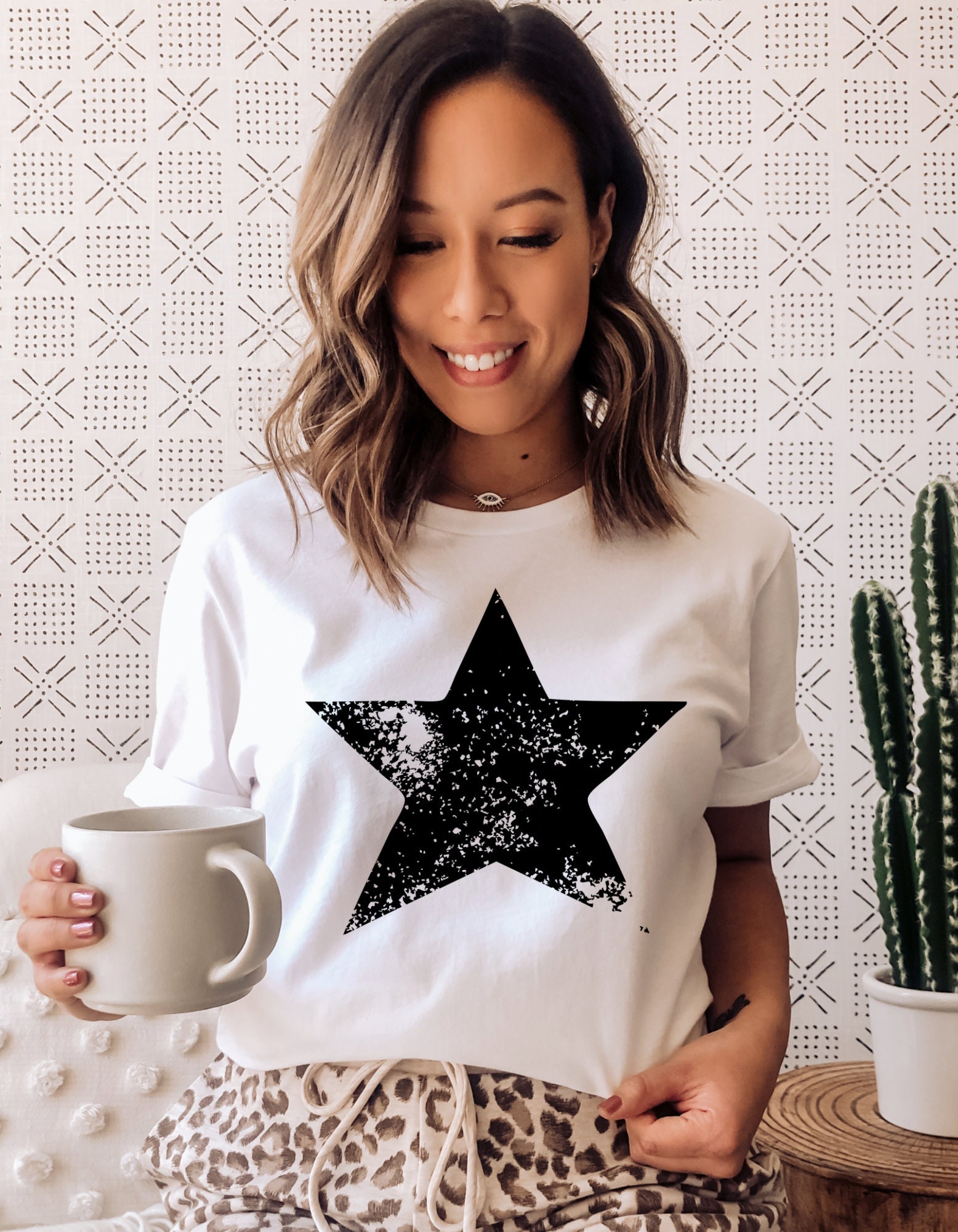Distressed Star Shirt, White Star Shirt, Black Star, Star Shirt, Star ...