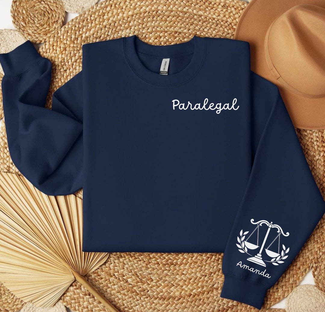 Paralegal Sweatshirt With Name on Sleeve, Legal Assistant Crewneck ...