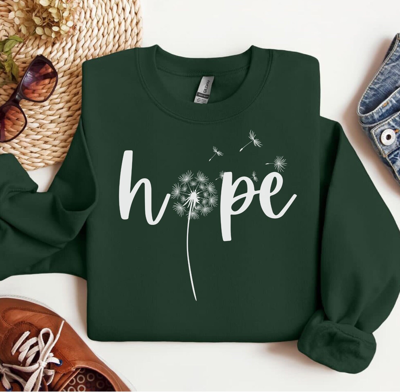 Hope Sweatshirt Hopeful Dandelion Shirt Religious Tee Inspirational ...