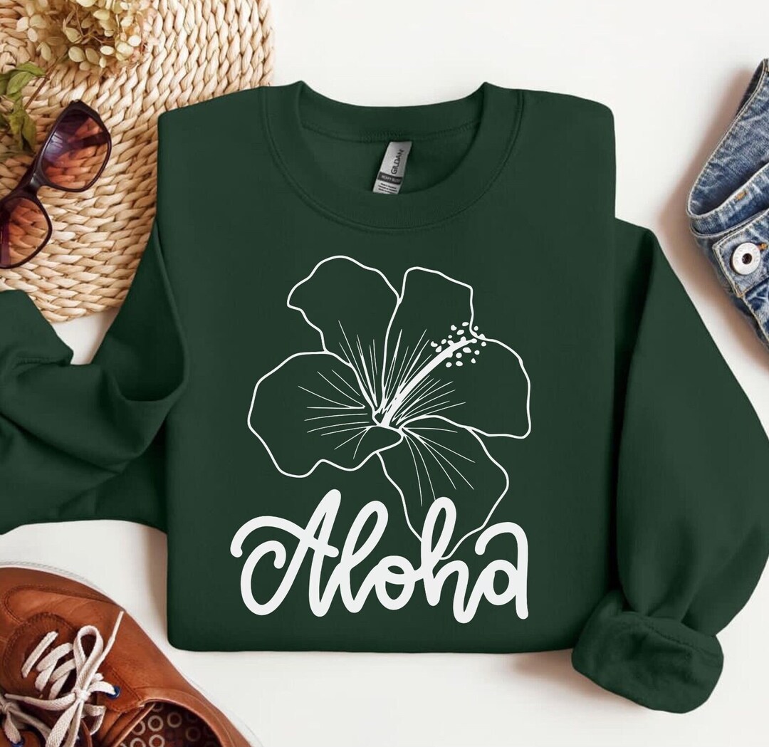 Hawaii Aloha Crewneck Sweatshirt, Womens Floral Hawaii Home State Shirt ...