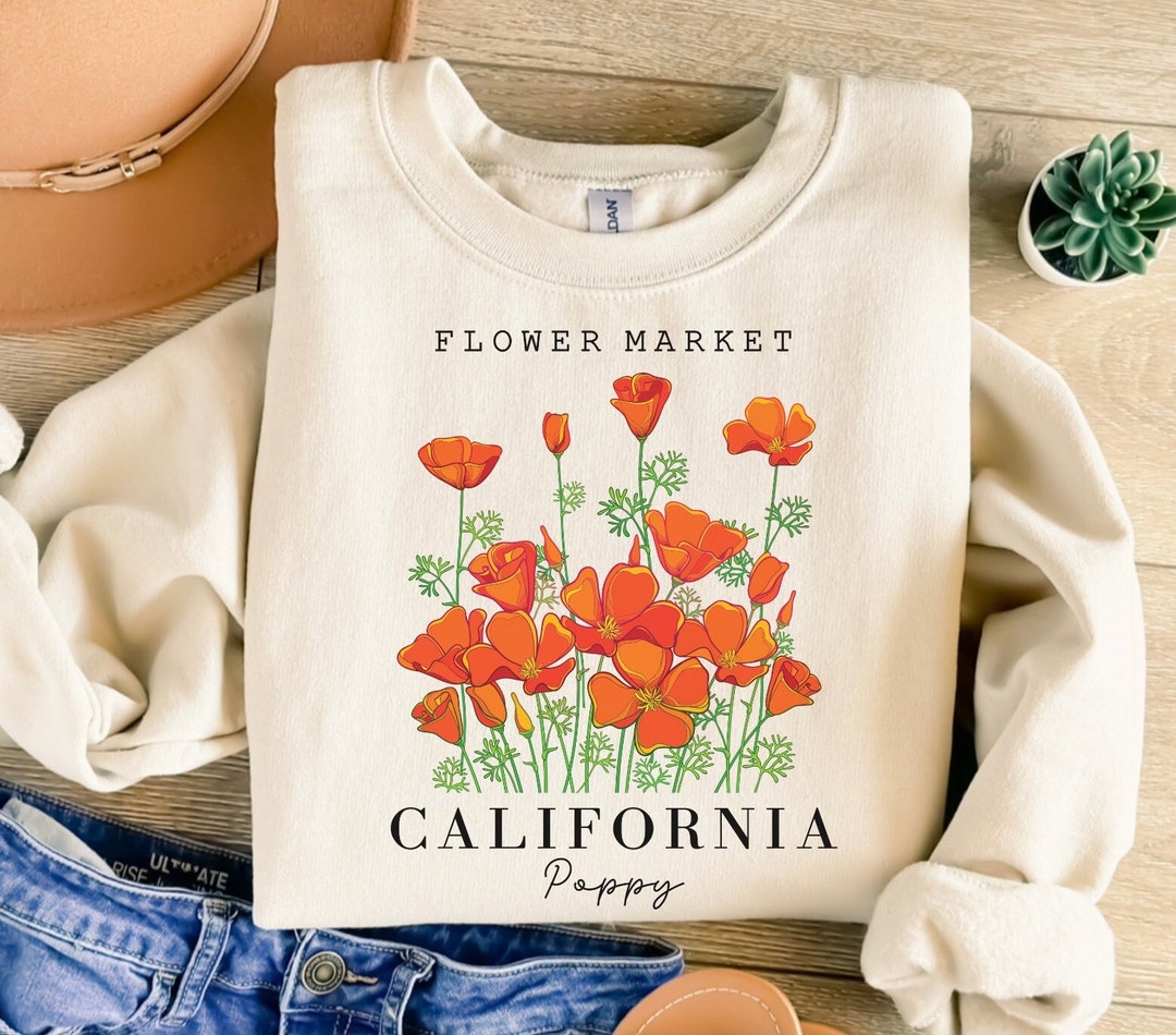 California Poppy Sweatshirt, Superbloom California Poppy Wildflowers ...