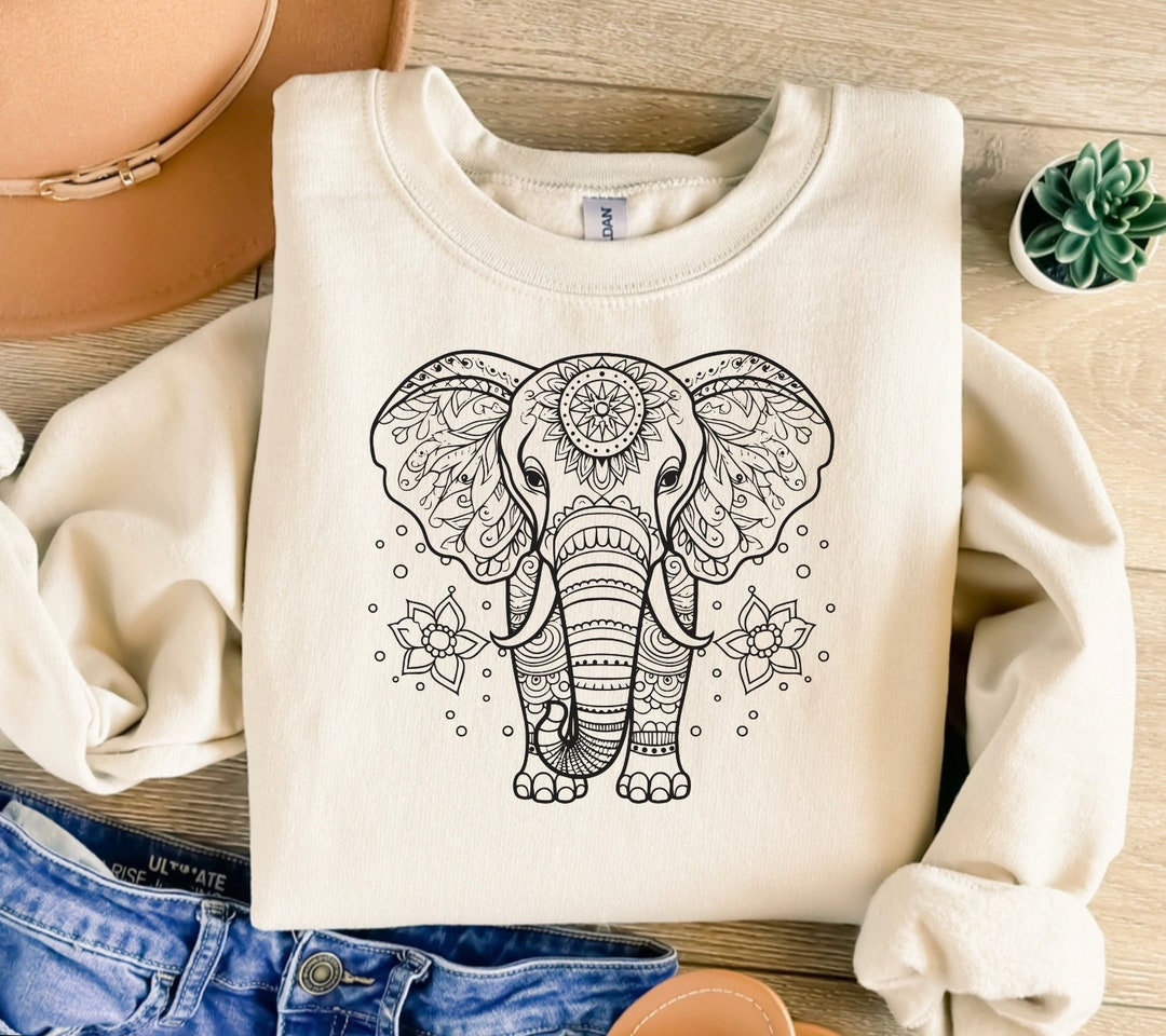 Elephant Sweatshirt, Elephant Mandala Elephant Shirt, Zoo Animal Shirt ...
