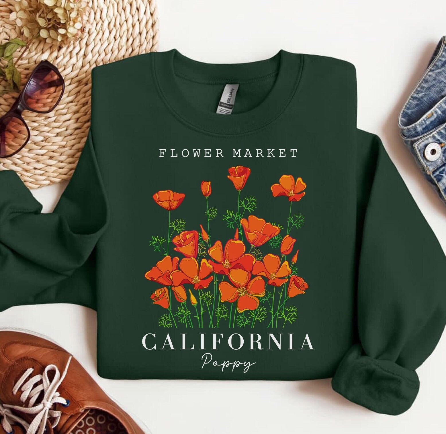 California Poppy Sweatshirt, Superbloom California Poppy Wildflowers ...