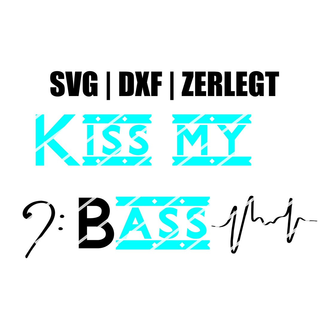 Plotter File Kiss My Bass Kmb Bass Clef SVG DXF JPG - Etsy