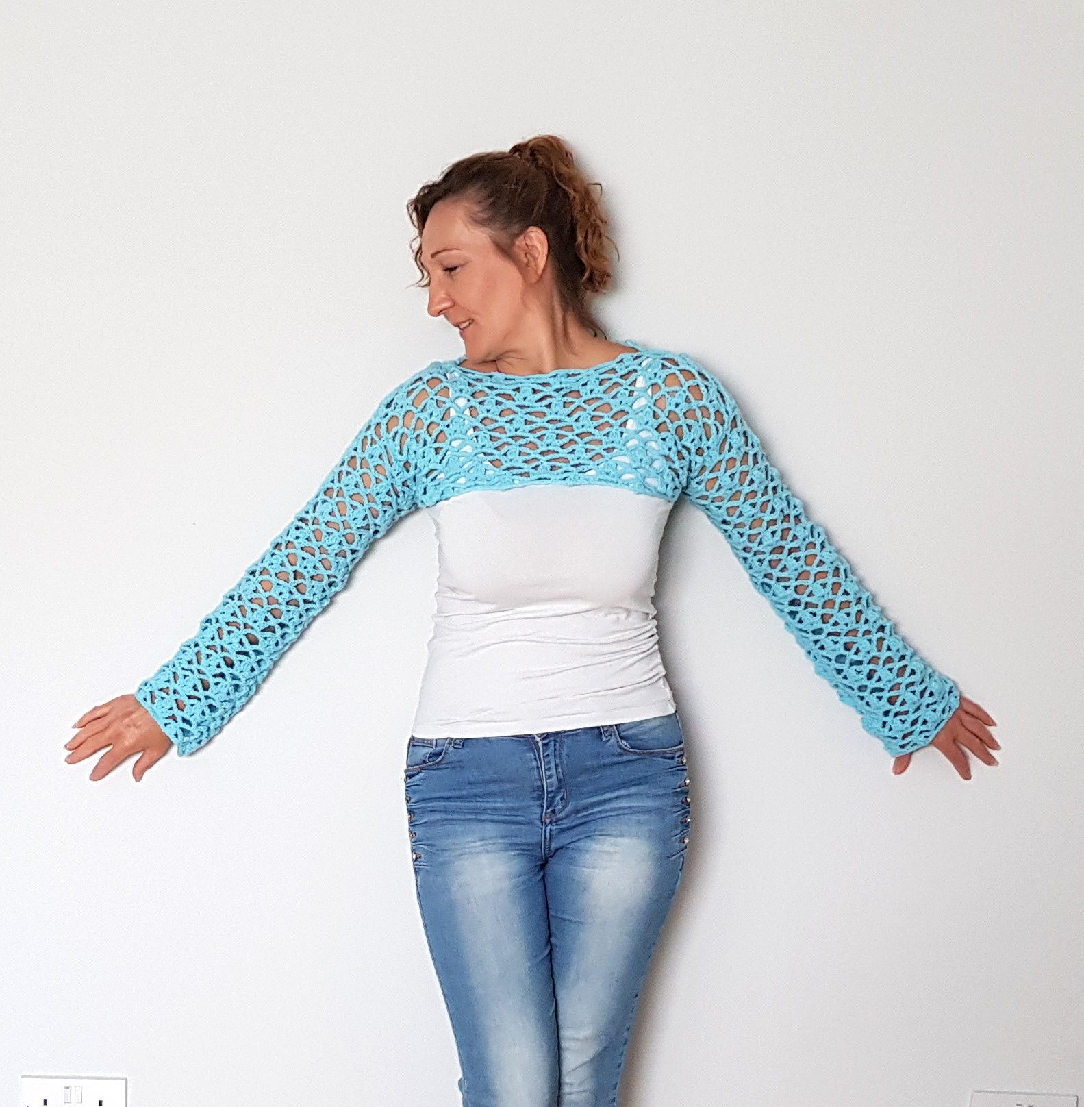 Crochet Shrug Pattern, Crochet Sleeves Pattern, Crochet Crop Top ...
