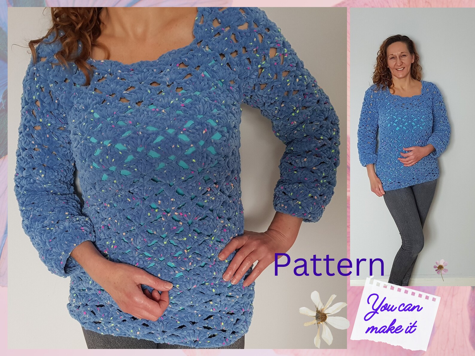 Crochet Jumper Pattern, Women Crochet Sweater Pattern, Lacy Crochet ...