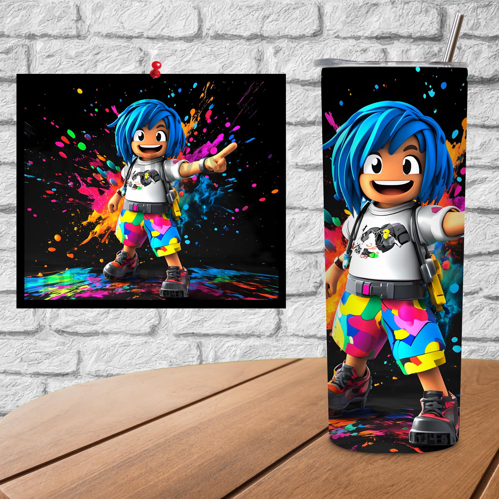 Roblox Game Character Tumbler Wrap PNG, 20 Oz Skinny Tumbler ...