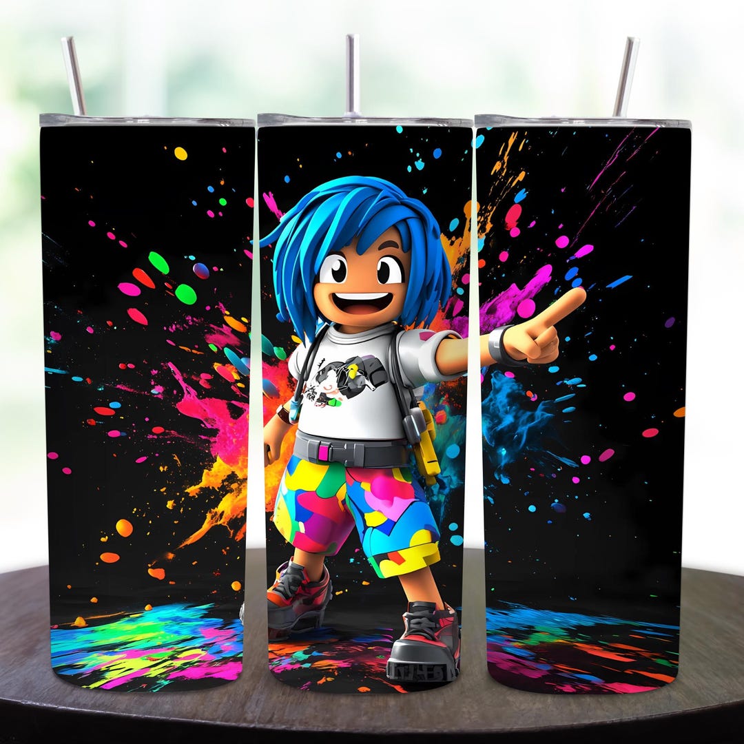 Roblox Game Character Tumbler Wrap PNG, 20 Oz Skinny Tumbler ...