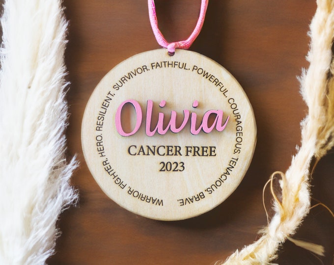 Personalized Name Breast Cancer Awareness Keychain, Ornament, Breast ...