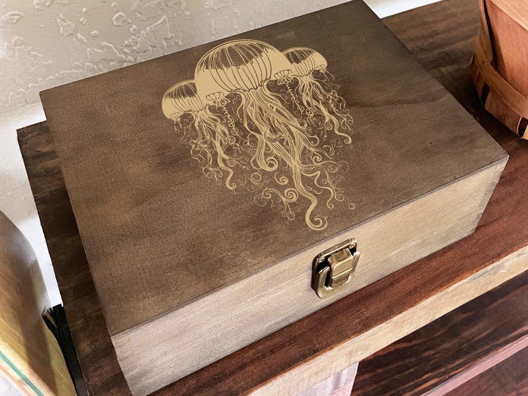 Mushroom Box, Stash Box, Jellyfish, Keepsake Box, Custom Wood Box, Weed ...