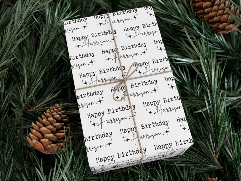 Personalized Birthday Wrapping Paper: Custom Name Gift Wrap - Etsy