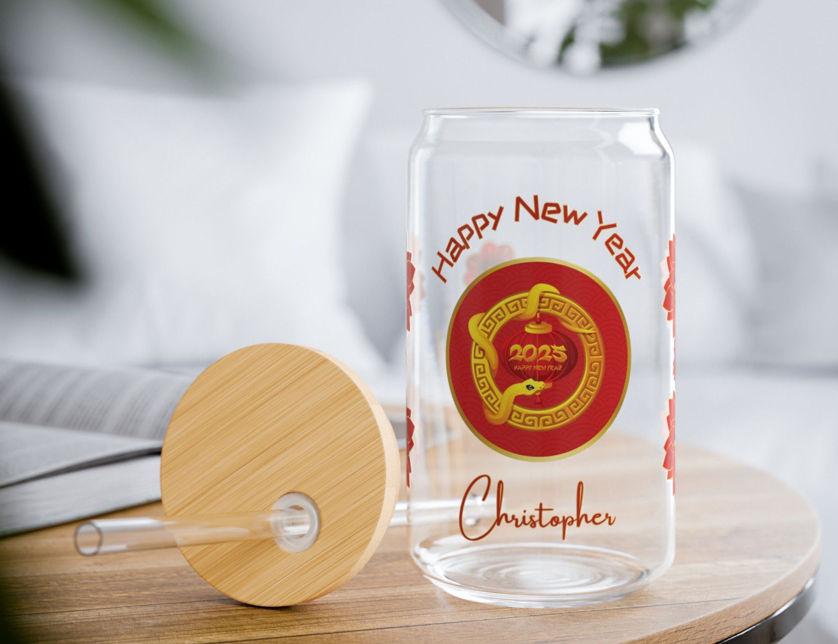 Custom Chinese New Year 2025 Glass Tumbler, Custom Year of the Snake ...