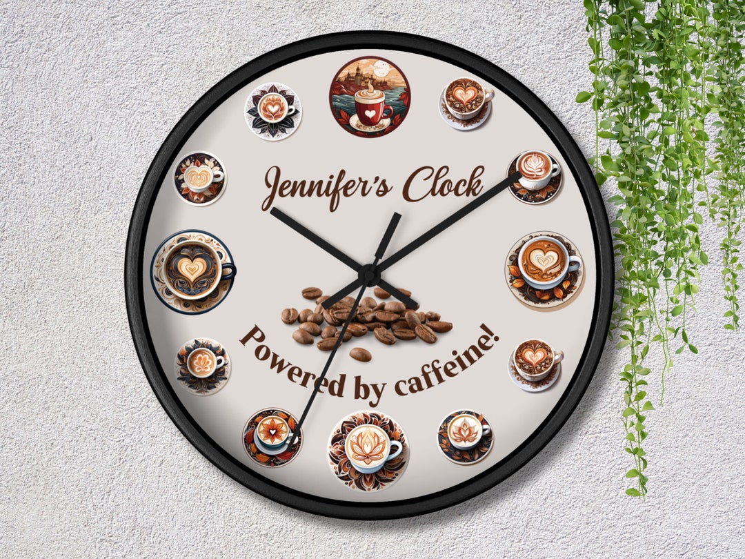 Personalized Coffee Wall Clock, Custom Gift for Coffee Lovers ...