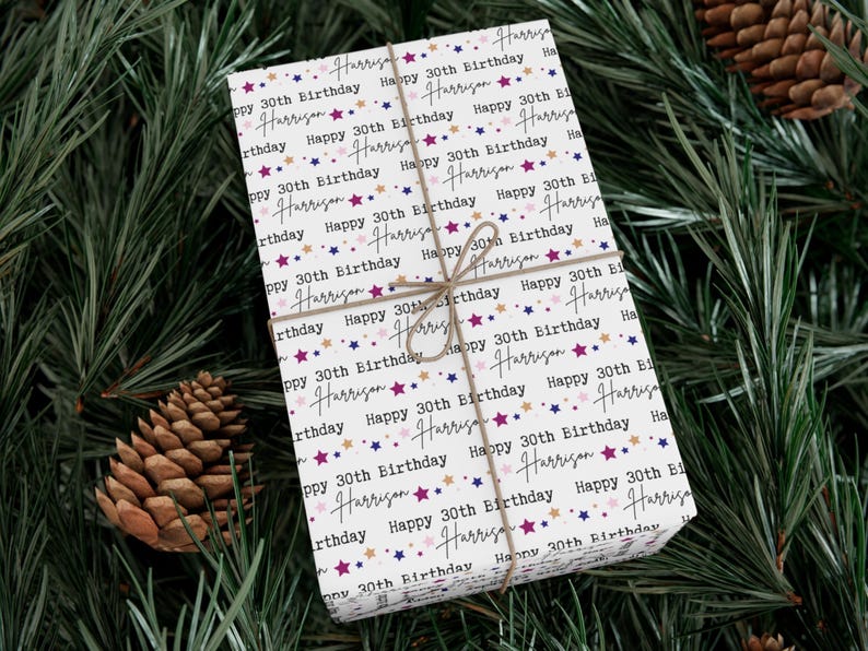 Happy Birthday Personalized Wrapping Paper, Custom Birthday Wrapping Paper, Personalized Gift ...