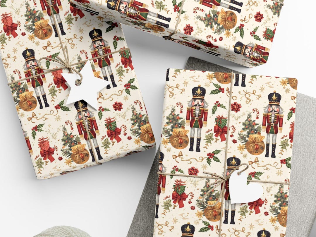 Nutcracker Pattern Gift Wrap Paper, Christmas Holiday Wrapping Paper - Etsy