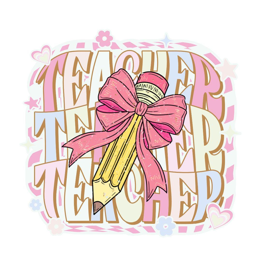 Teacher Pencil Coquette Bow Shirt | Back to School | Teacher Png Design ...