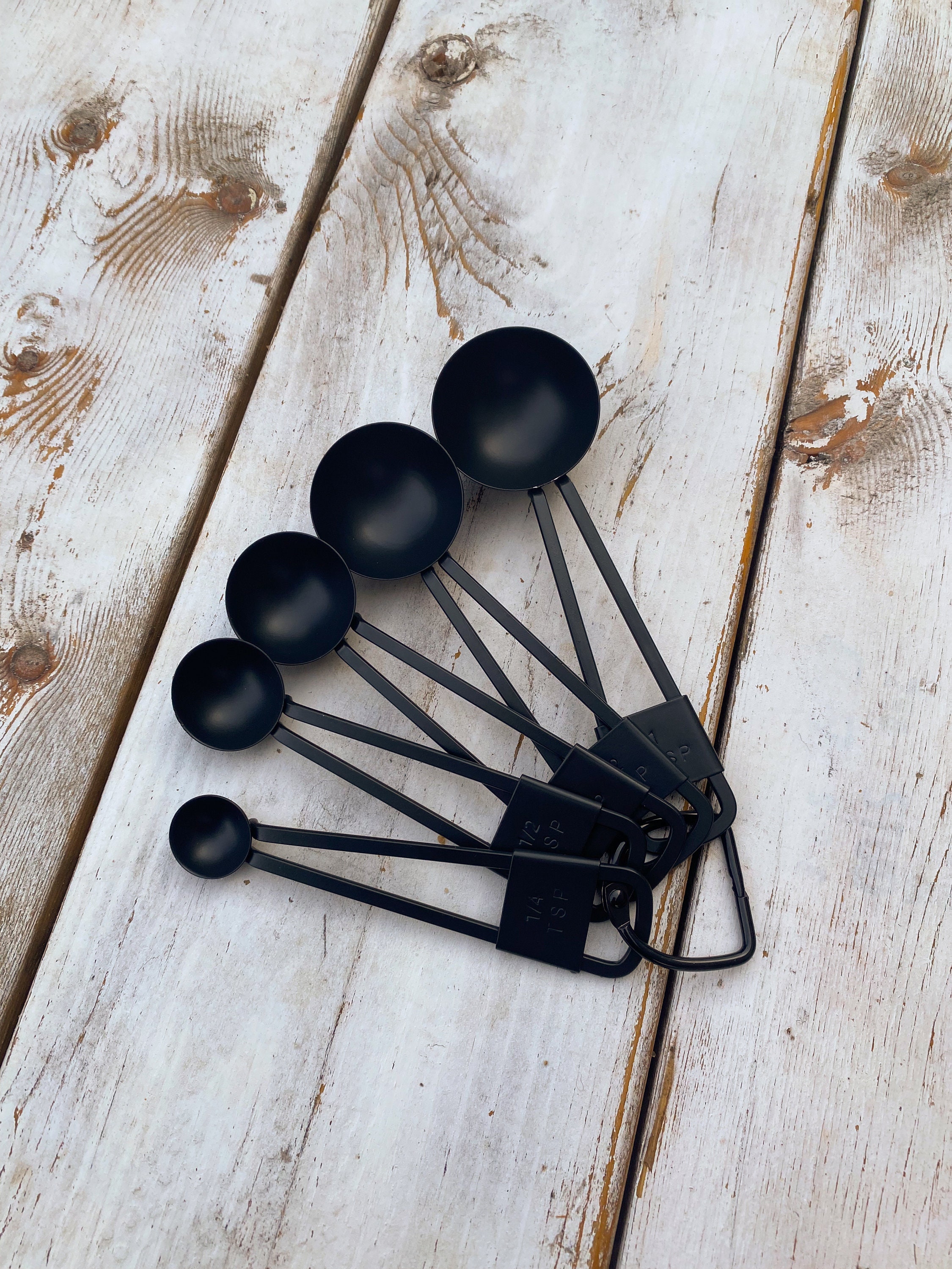 Matte Black Stainless Steel, Measuring Spoons, Set of 5, High Quality ...