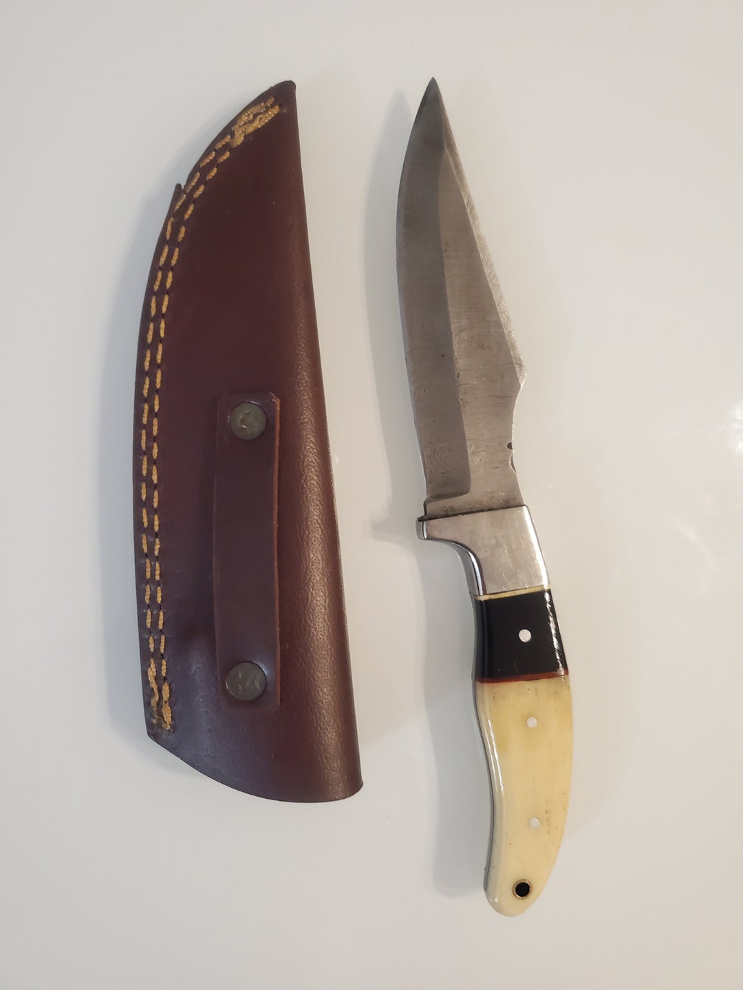 Handmade Damascus Hunting Knife - Bone Handle - Etsy