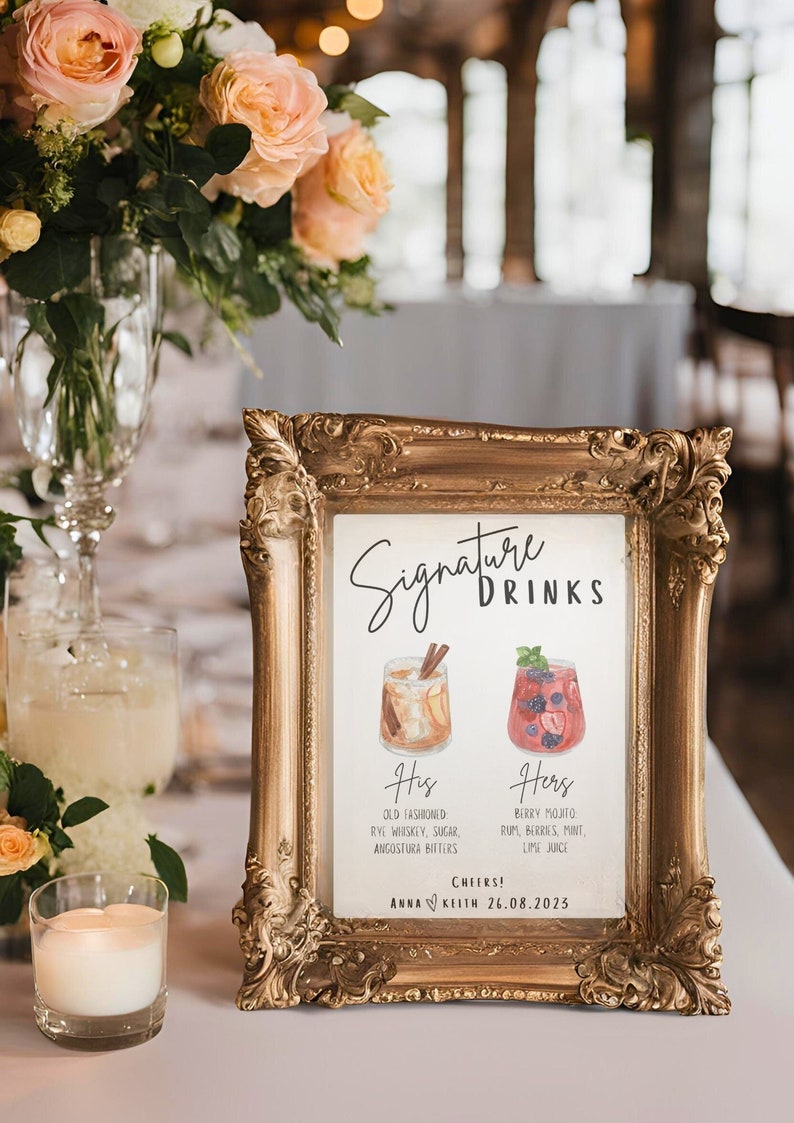 Wedding, Cocktail Menu, Cocktails, Personalized, Customized, Signature ...