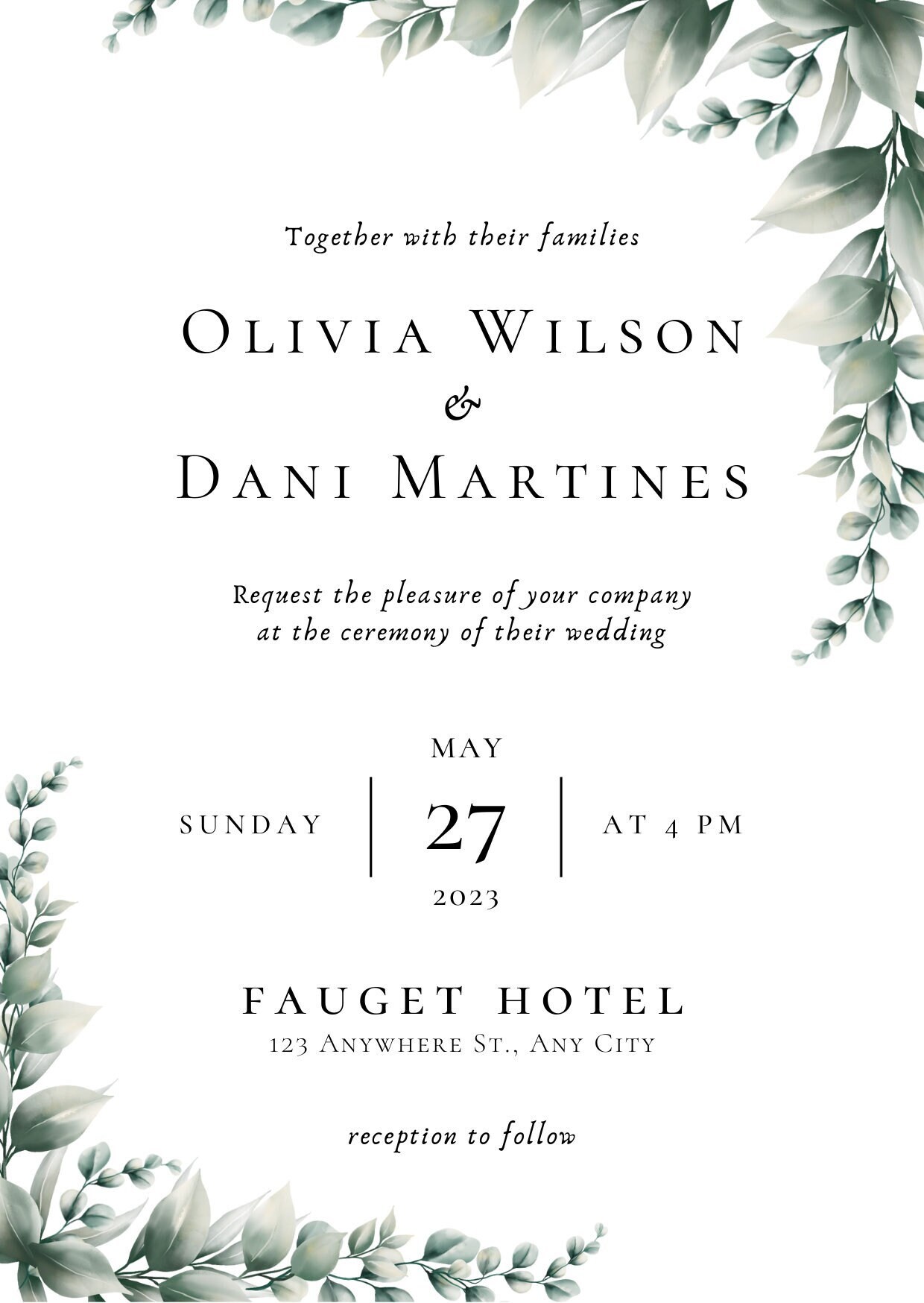 LEAFY LOVE Wedding Invites Wedding Invite Botanical Invitation Floral ...
