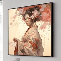 Elegant Geisha in Red Kimono Canvas Art - Bold Japanese Portrait With ...