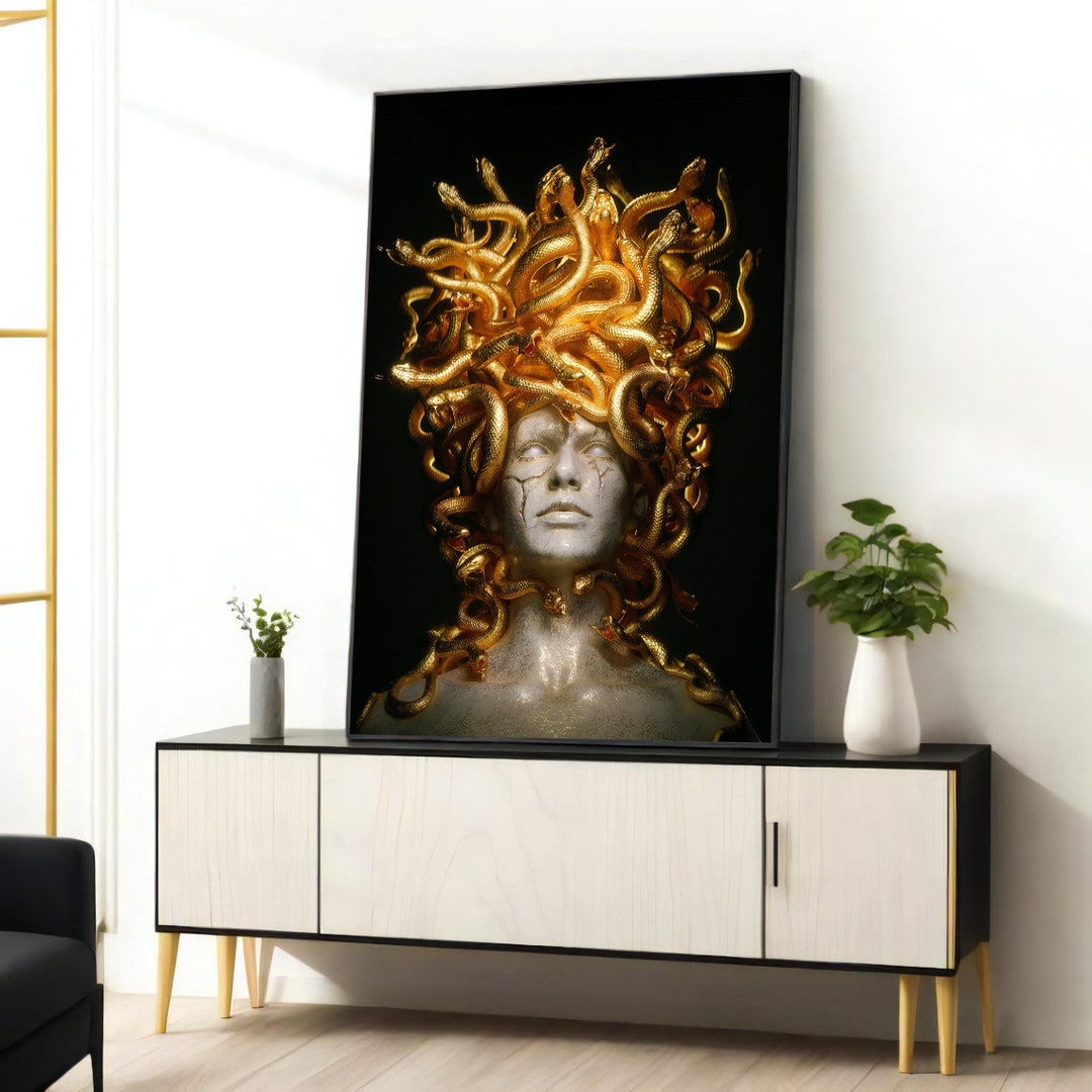 Snake Headed Medusa Canvas Painting, Greek Mythology Wall Art, Unique ...