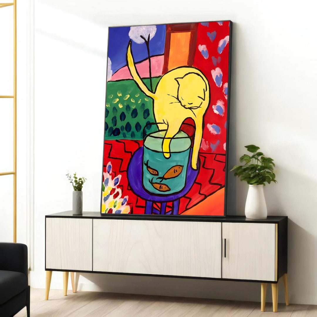 Reproducción de pintura famosa: El gato con el pez rojo de Henri ...
