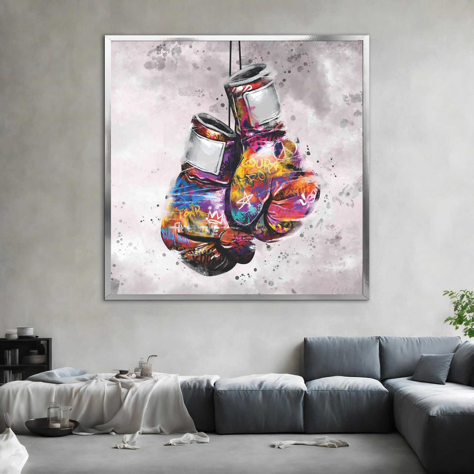 Graffiti Boxing Gloves Canvas, Banksy Wall Art, Graffiti Canvas ...