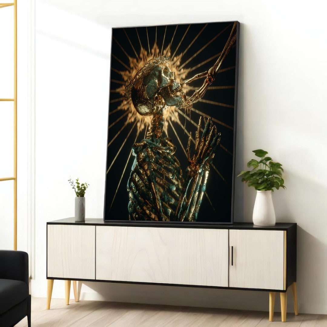Confessional Skeleton Painting - Unique Modern Wall Decor Canvas ...