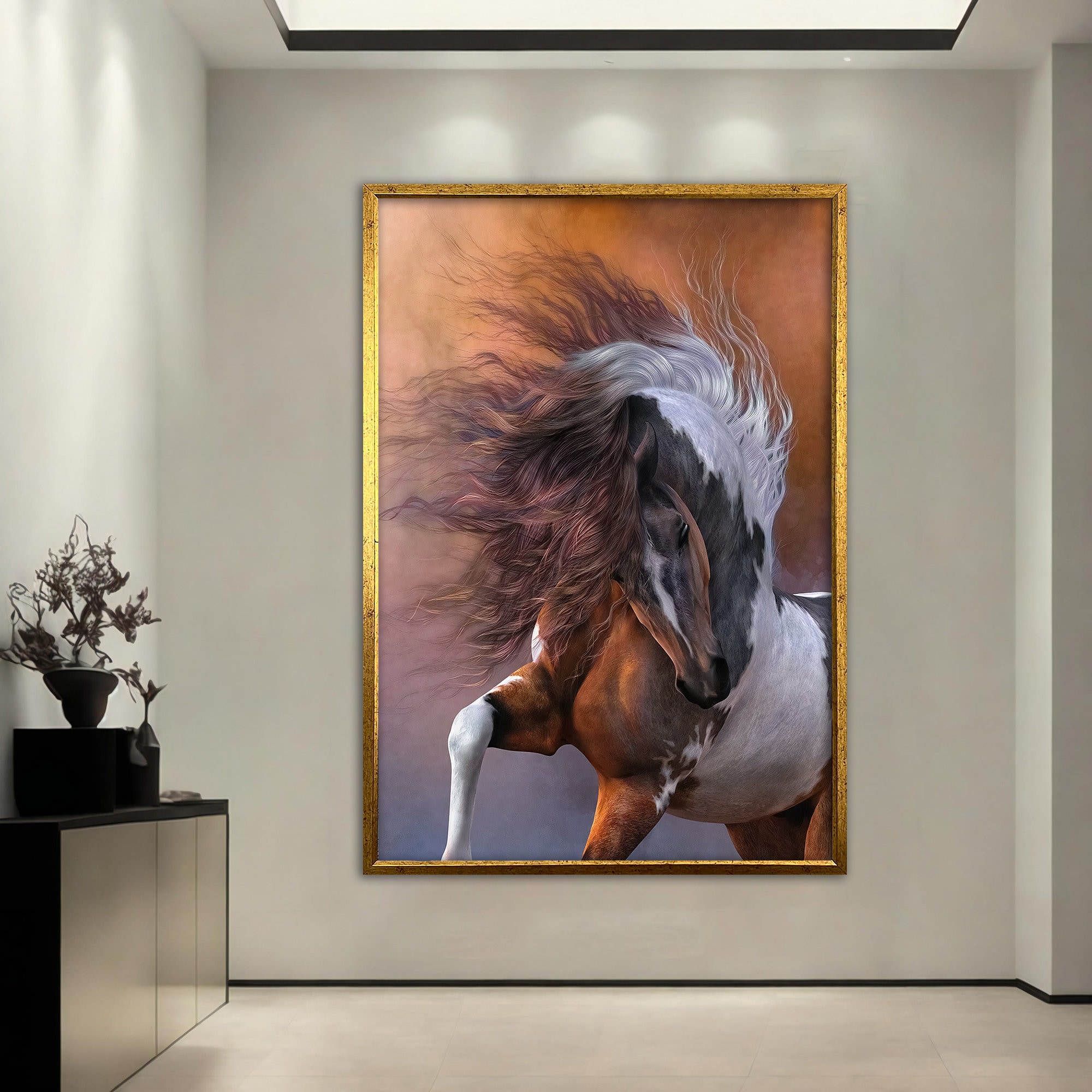 Abstract Horses Painting on Canvas, Large Original Horse Canvas Wall ...