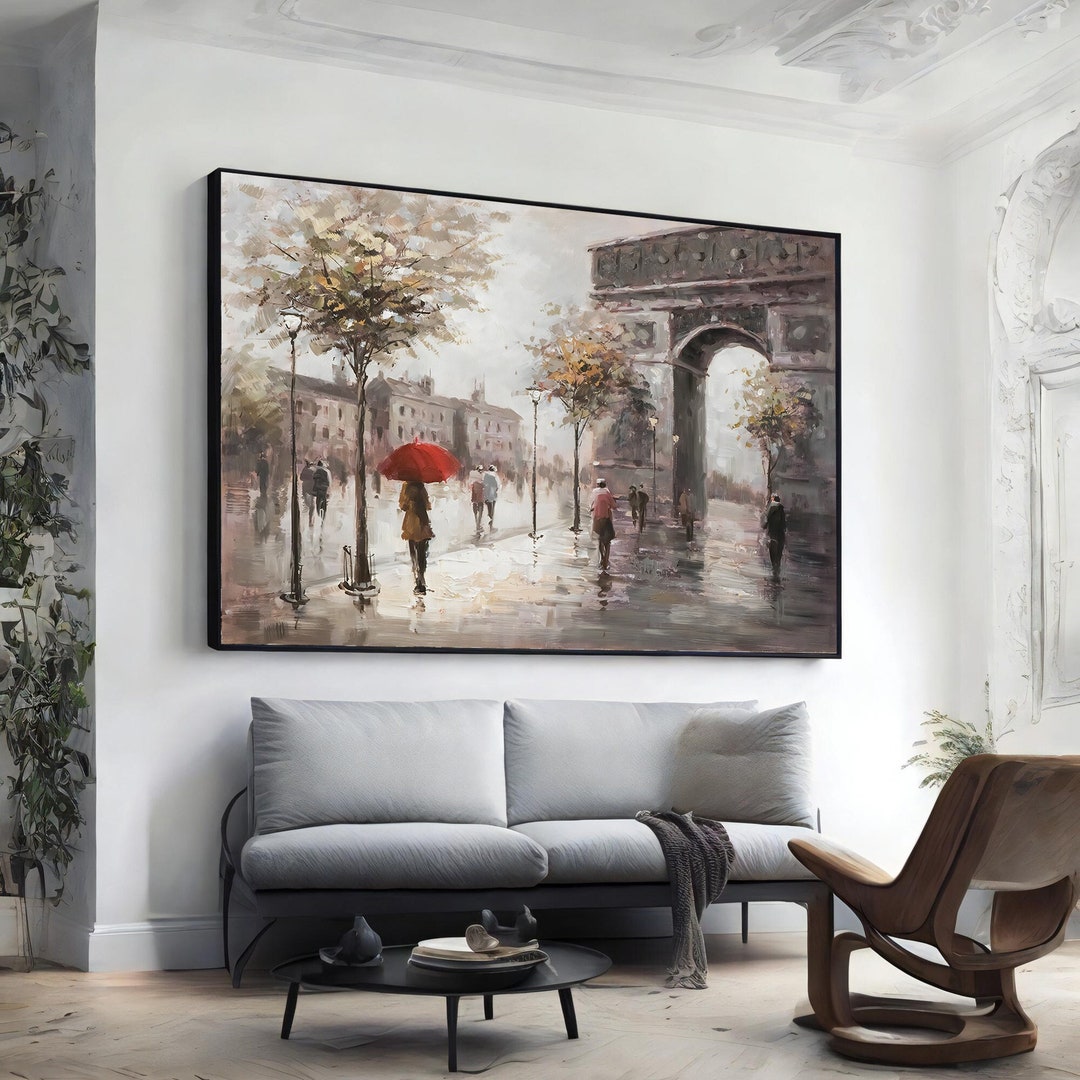 Paris City Landscape Painting, Original Paris City Art Painting, Extra ...
