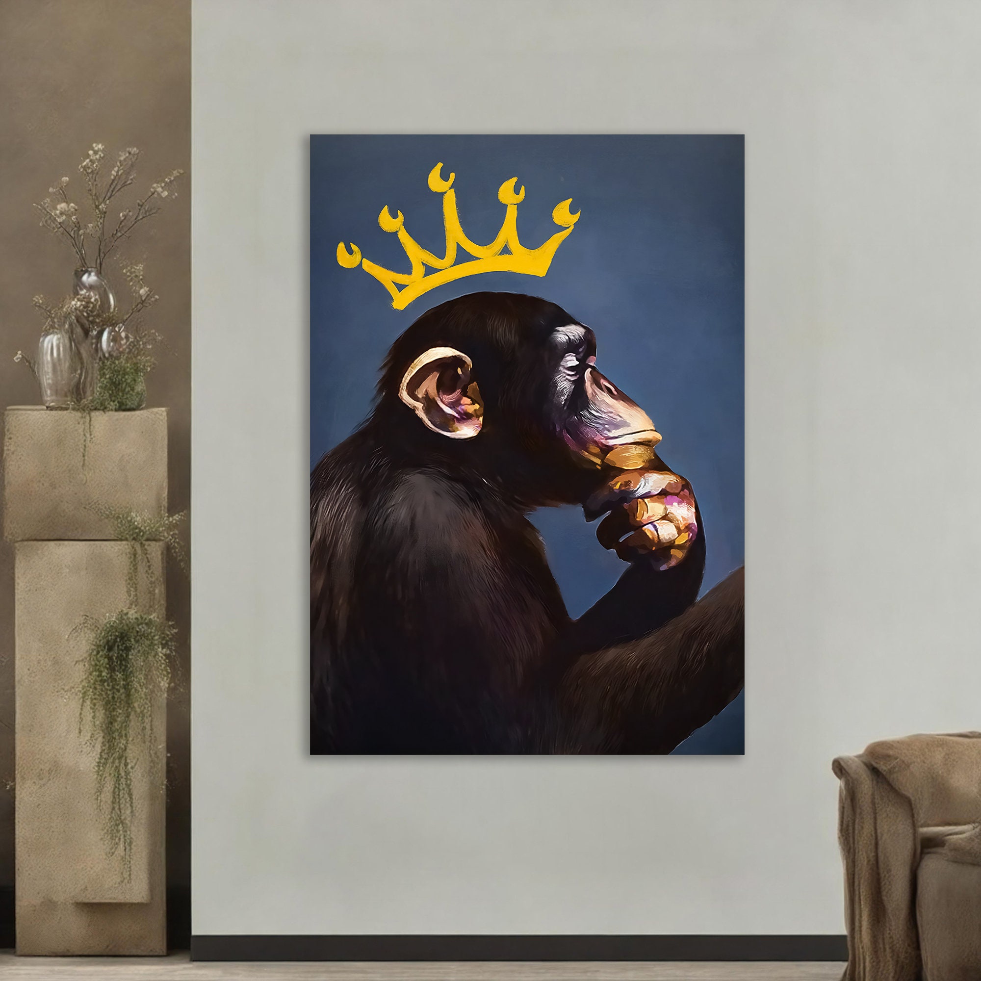 Monkey Canvas Wall Art, Animal Poster, Monkey Poster, Chimp Printed ...