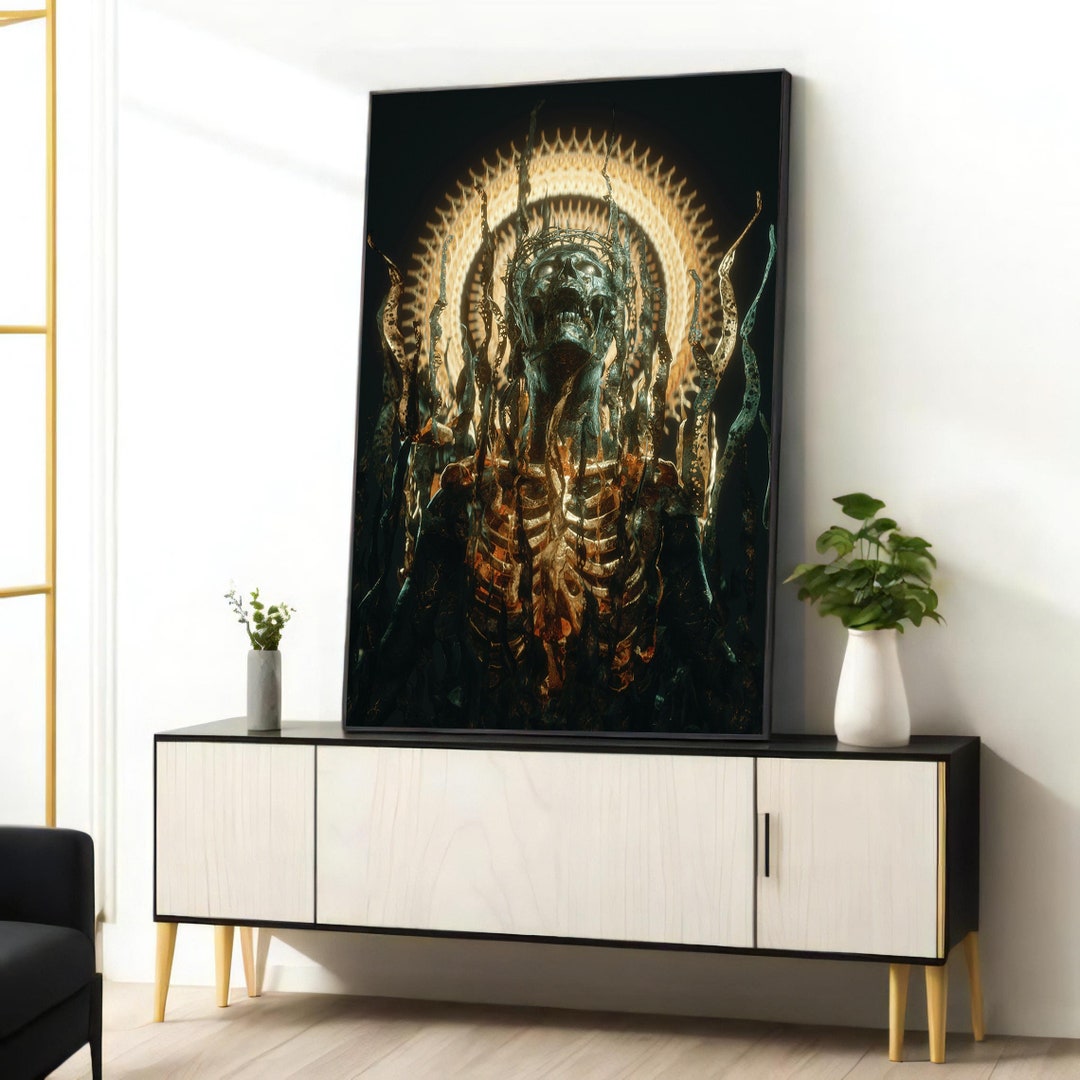 Doomsday Painting - Apocalyptic Skeleton Canvas Art, Unique Wall Decor ...