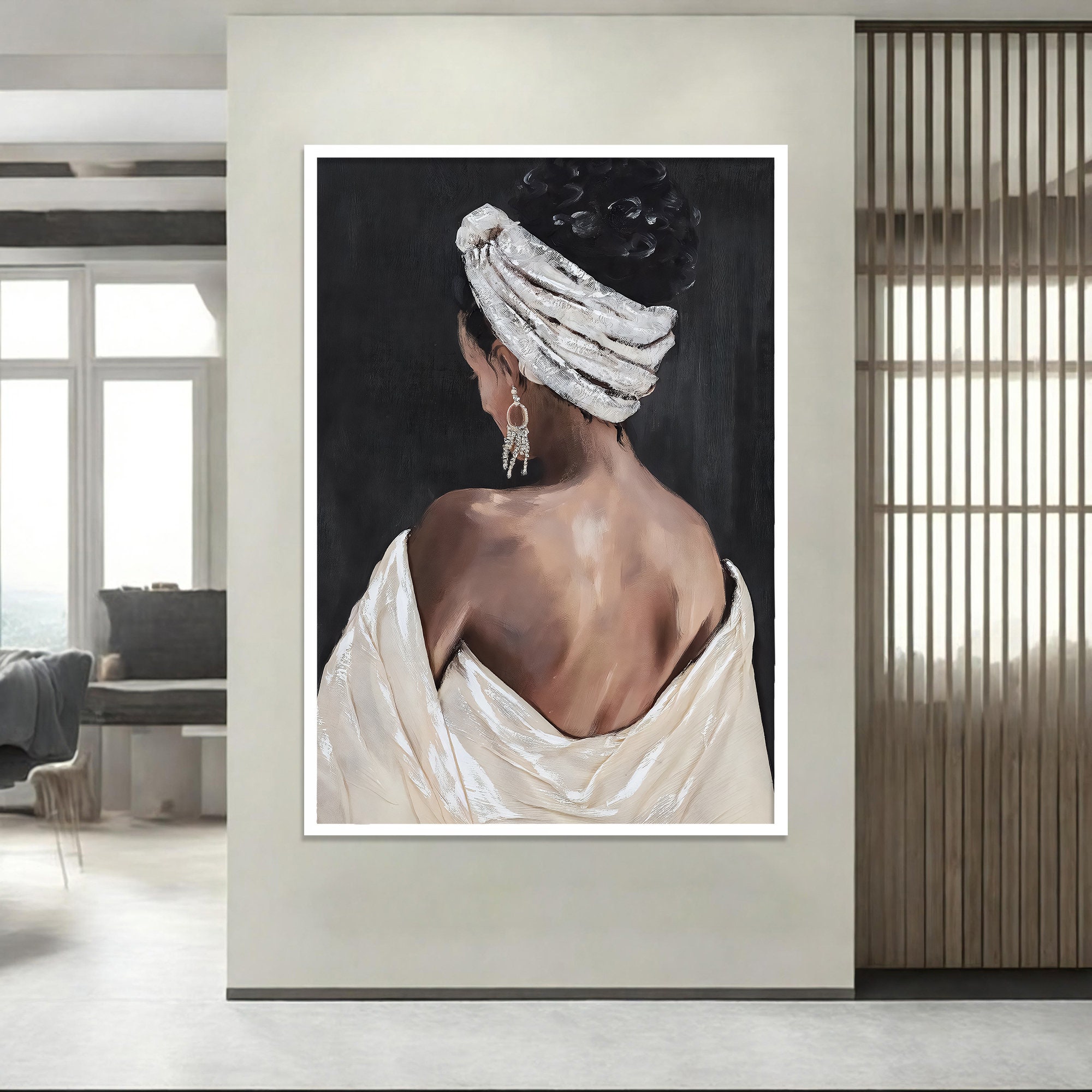 Back View of a Beauty Woman Canvas Print, Modern Canvas Painting, Wall ...
